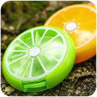 China Small weekly medicine dispenser mini kid pill box  7 cases  round tablet case for children or adult for sale