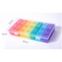China 14 Day 2 Week Plastic Pill Dispenser Case For Seniors Colorful 21 Compartments for sale