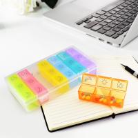 China 14 Day 2 Week Plastic Pill Dispenser Case For Seniors Colorful 21 Compartments for sale