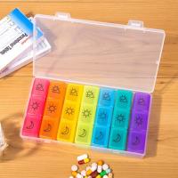 China 14 Day 2 Week Plastic Pill Dispenser Case For Seniors Colorful 21 Compartments for sale