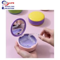 China Cute Daily Pill Dispenser Box For Elderly Plastic Dental Box False Teeth Box Mirror Silicone 9CM for sale