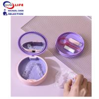 China Cute Daily Pill Dispenser Box For Elderly Plastic Dental Box False Teeth Box Mirror Silicone 9CM for sale