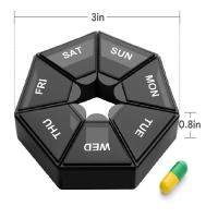 China High Quality Month Box Organizer Container Cases Organizers 7 Day Purse Different Medicine Plastic Pill Case Black for sale