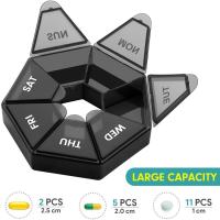 China High Quality Month Box Organizer Container Cases Organizers 7 Day Purse Different Medicine Plastic Pill Case Black for sale