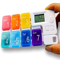 China Promotion bottle timer lock dispenser timing alarm travel for self-timer weekly organizer electronics pill box 7 day for sale