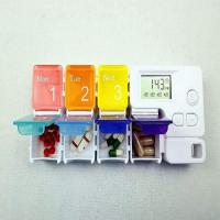 China Promotion bottle timer lock dispenser timing alarm travel for self-timer weekly organizer electronics pill box 7 day for sale
