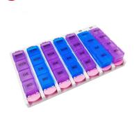 China Weekly pill box 28 pill storage cases smart pill box organizers 4 cases MORN NOON EVE BED  detach button medicine case for sale