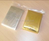 China Mantas de Primeros Auxilios, Manta de Rescate de Aluminio Color Plateado y Dorado for sale