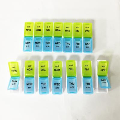 China Wholesale Travel Pill Box Portable 14 Compartment Pill Case Container for sale