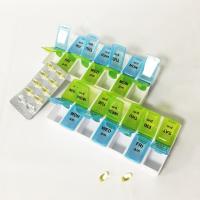 China Wholesale Travel Pill Box Portable 14 Compartment Pill Case Container for sale