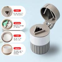 China Four-in-one Pill Box Dust-proof Multi-function ABS Pill Cutter Portable Pill Box for sale