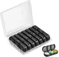 China Outdoor Medicine  Travel Portable Leather Leather case Color 21 Grid PP Medicine Box Portable Sorting Medicine Box Storage Box for sale