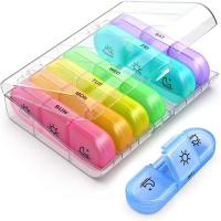 China Outdoor Medicine  Travel Portable Leather Leather case Color 21 Grid PP Medicine Box Portable Sorting Medicine Box Storage Box for sale