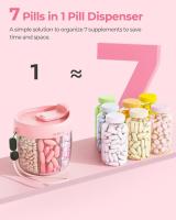 China Small Pill Dispenser,with 7 Large Compartments,Portable Pill Bottle Organizer with Wide Opening for sale