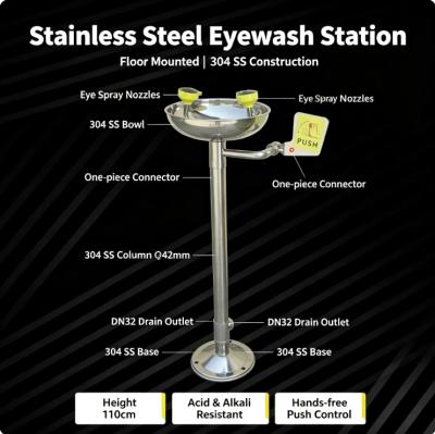 China 304 SS Floor‑Mounted Eyewash Station for sale