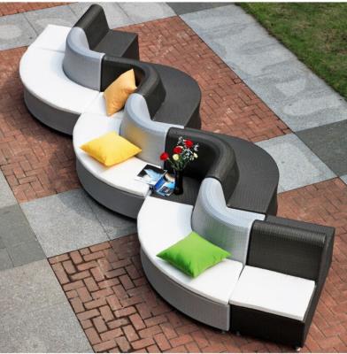 China 10pcs white & black Outdoor furniture rattan poolside curve sofa--9221 for sale