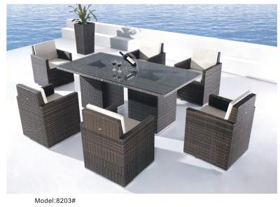 China 7-piece resin wicker rattan outdoor patio dining set for 6 people-8203 for sale
