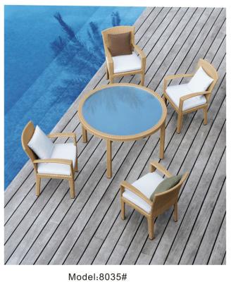 China 5-piece resin wicker rattan outdoor patio dining set with 4 armchairs-8035 for sale