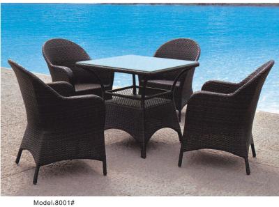 China 5-piece synthetic rattan wicker outdoor glass top dining table with 4 armchairs-8001 for sale