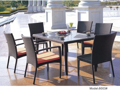 China 7-piece synthetic rattan wicker outdoor dining table with 2 armless chairs & 4 armchairs-8003 for sale