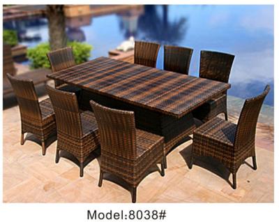 China 9-piece synthetic rattan wicker outdoor patio classic hotel dining furniture 8 armless chairs-8038 for sale