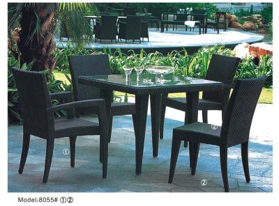 China 5-piece PE wicker rattan outdoor patio dining set for 4 people with 2 arm chairs and 2 armless chair-8055 for sale