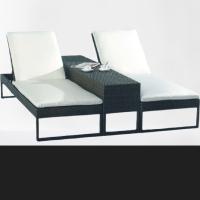 China Luxury indoor chaise lounge double chaise lounge with umbrella canopy modern outdoor lounger dual---6240 for sale