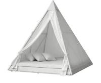 China Triangular patio cabana with curtain wicker plastic canopy sunbed backyard rattan UV resist day bed---6106 for sale