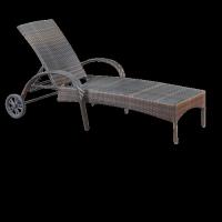 China Comfortable rattan wicker outdoor pool beach furniture daybed sunbed sun chaise lounger chair with wheels---6092 for sale