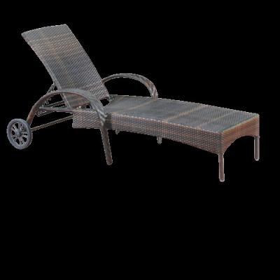 China Comfortable rattan wicker outdoor pool beach furniture daybed sunbed sun chaise lounger chair with wheels---6092 for sale