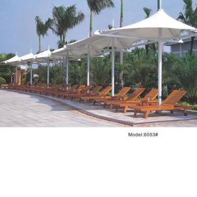 China Plastic wooden teak sun lounger chair sunbed with umbrella---6053 for sale