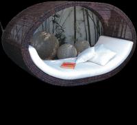 China Rattan wicker plastic waterproof chaise daybed beach bed canopy daybed outdoor garden cabana with cushions---6020 for sale