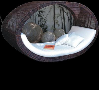 China Rattan wicker plastic waterproof chaise daybed beach bed canopy daybed outdoor garden cabana with cushions---6020 for sale