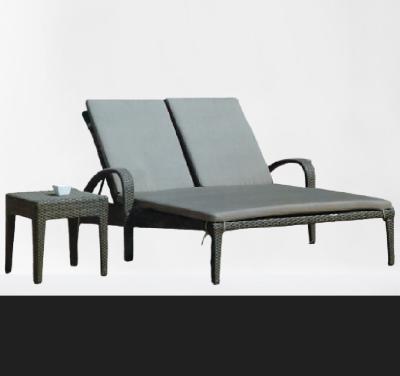 China Hotel beach resort swimming pool furniture outdoor twin sun bed lounger outdoor plastic lounge chair luxury---6241 for sale