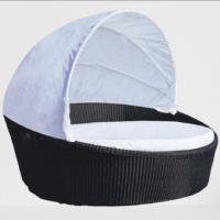 China Resort furniture outdoor wicker rattan canopy shade pool resin round sofa bed aluminum sun bed pool--6015 for sale