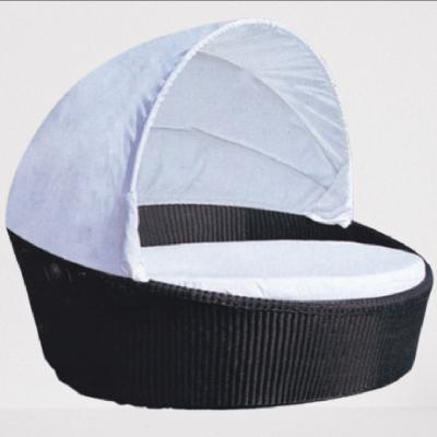 China Resort furniture outdoor wicker rattan canopy shade pool resin round sofa bed aluminum sun bed pool--6015 for sale