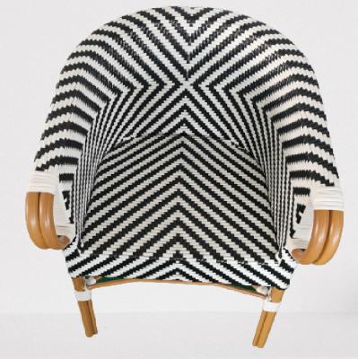 China Bamboo garden furniture plastic rattan wicker woven luxury outdoor dining chair armrest zebra chai---6306 for sale