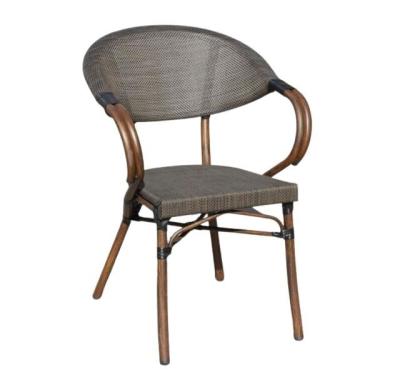 China Outdoor cafe restaurant juice shop mesh fabric bamboo dining arm chair---YS5631 for sale