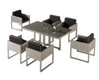 China 6pcs Garden outdoor patio wicker rattan plastic resin dining furniture set with armchairs and table---8195 for sale