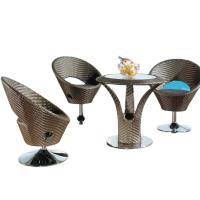 China 4 seat outdoor swivel dining club chairs wicker furniture dining table chairs bar furniture swivel chairs---8138 for sale