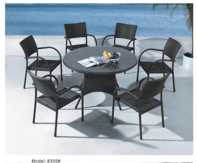 China 6pcs arm dining chairs with round table- 8305 for sale