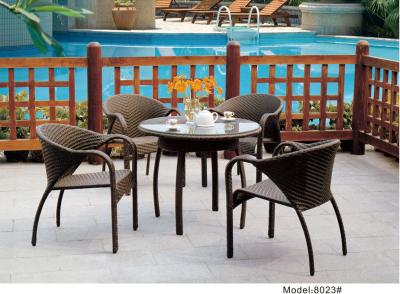 China rattan outdoor patio dining set for 4 people with 2 arm chairs and 2 armless chair-8023 for sale