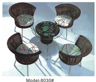 China 4 Armless chairs with wicker dining set -8030 for sale