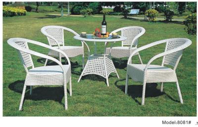 China White wicker rattan PE garden dining set-8081 for sale