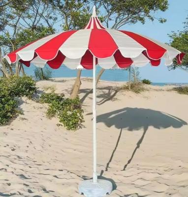 China 8.5 FT Stainless Steel Pagoda Shape Market Parasol Fiberglass Rib Strip Pagoda Commercial Patio Umbrellas for sale