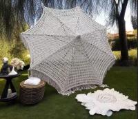 China 9 ft Commercial Market Umbrella Rope Tassel Macrame Parasol Popular Crochet Woven Umbrella for sale