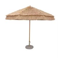 China Resort Hotel Hawaii Style Synthetic Thatch Palm Leaf Garden Umbrella Parasol Straw Glass Beach Umbrella for sale