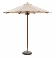 China All Weather 10 Feet Outdoor Beach Round Canvas Wooden Parasol Hotel Resort Picnic Teak Pole Umbrella Sun Shade for sale