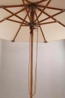 China All Weather 10 Feet Outdoor Beach Round Canvas Wooden Parasol Hotel Resort Picnic Teak Pole Umbrella Sun Shade for sale