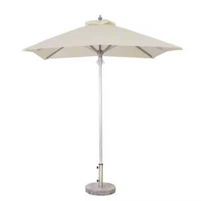 China 6.6 FT Central Aluminum Pole Beach Umbrella Outdoor Patio Cabana Resort Hotel White Umbrella Parasol for sale